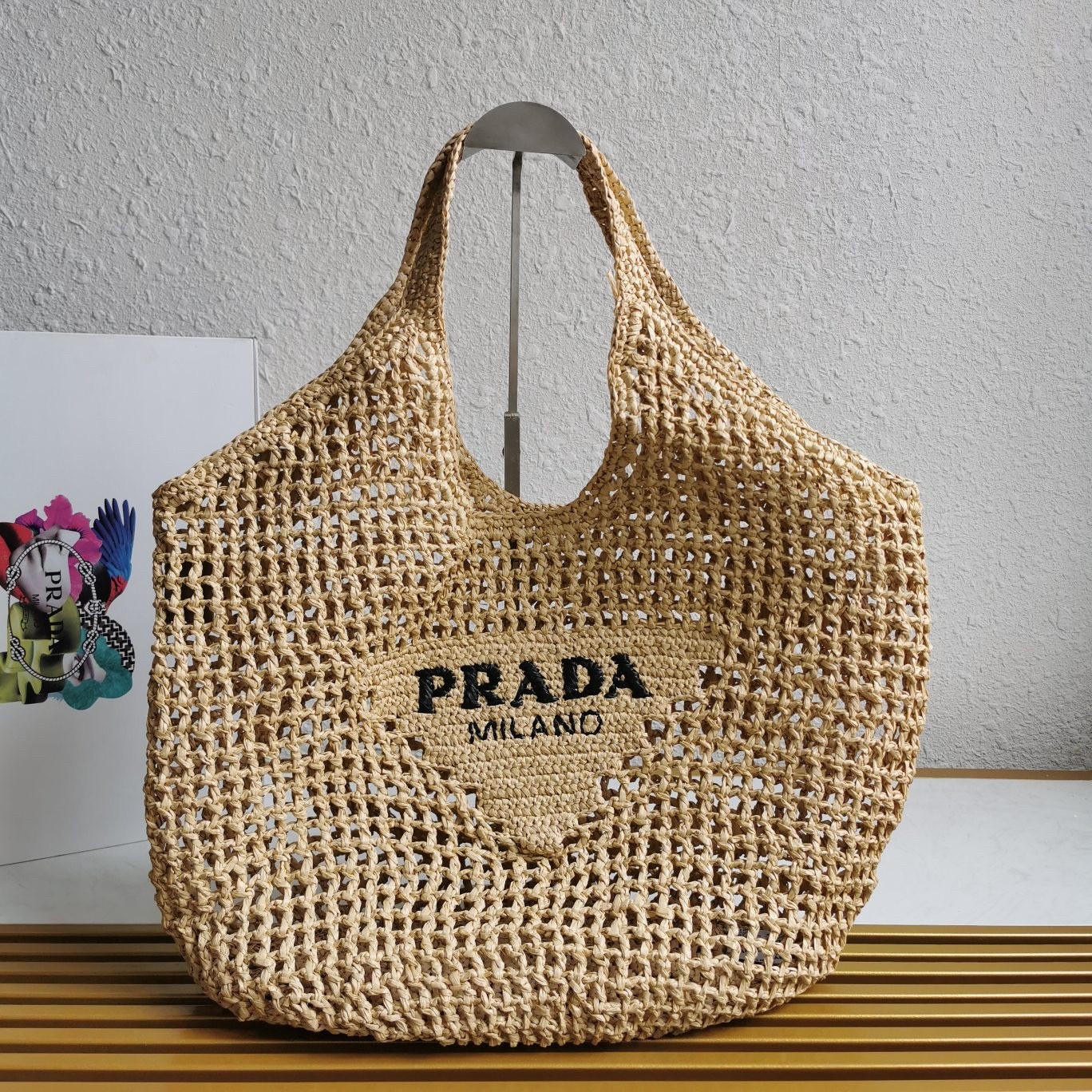 Replica Prada Large Tote Bag In Beige Raffia