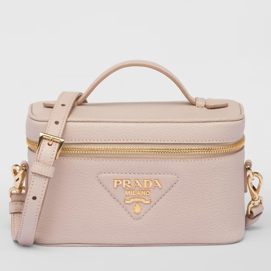 Replica Prada Mini Vanity Bag in Light Pink Grained Leather