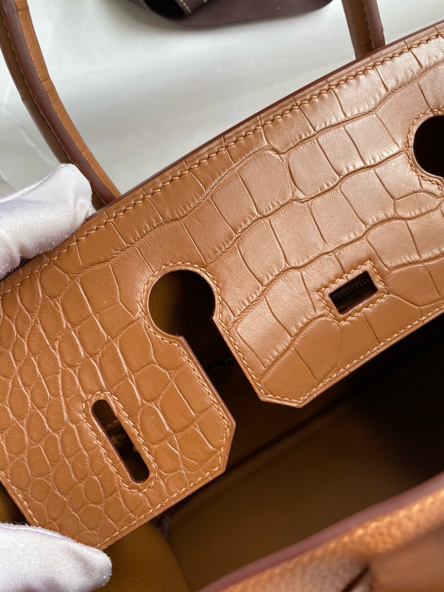 Replica Hermes Touch Birkin 30 Bag in Gold Clemence and Matte Alligator ...
