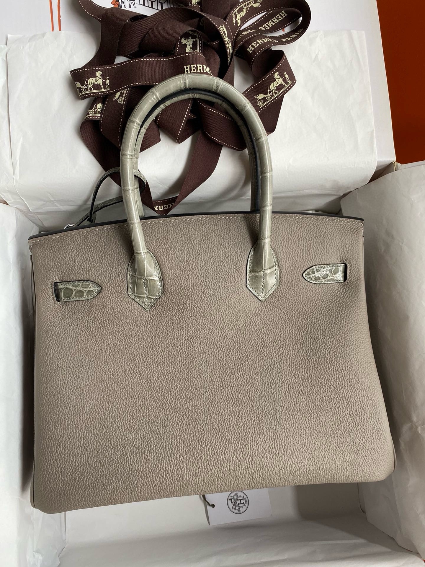 Replica Hermes Touch Birkin 30 Bag In Gris Asphalt Clemence and Shiny ...