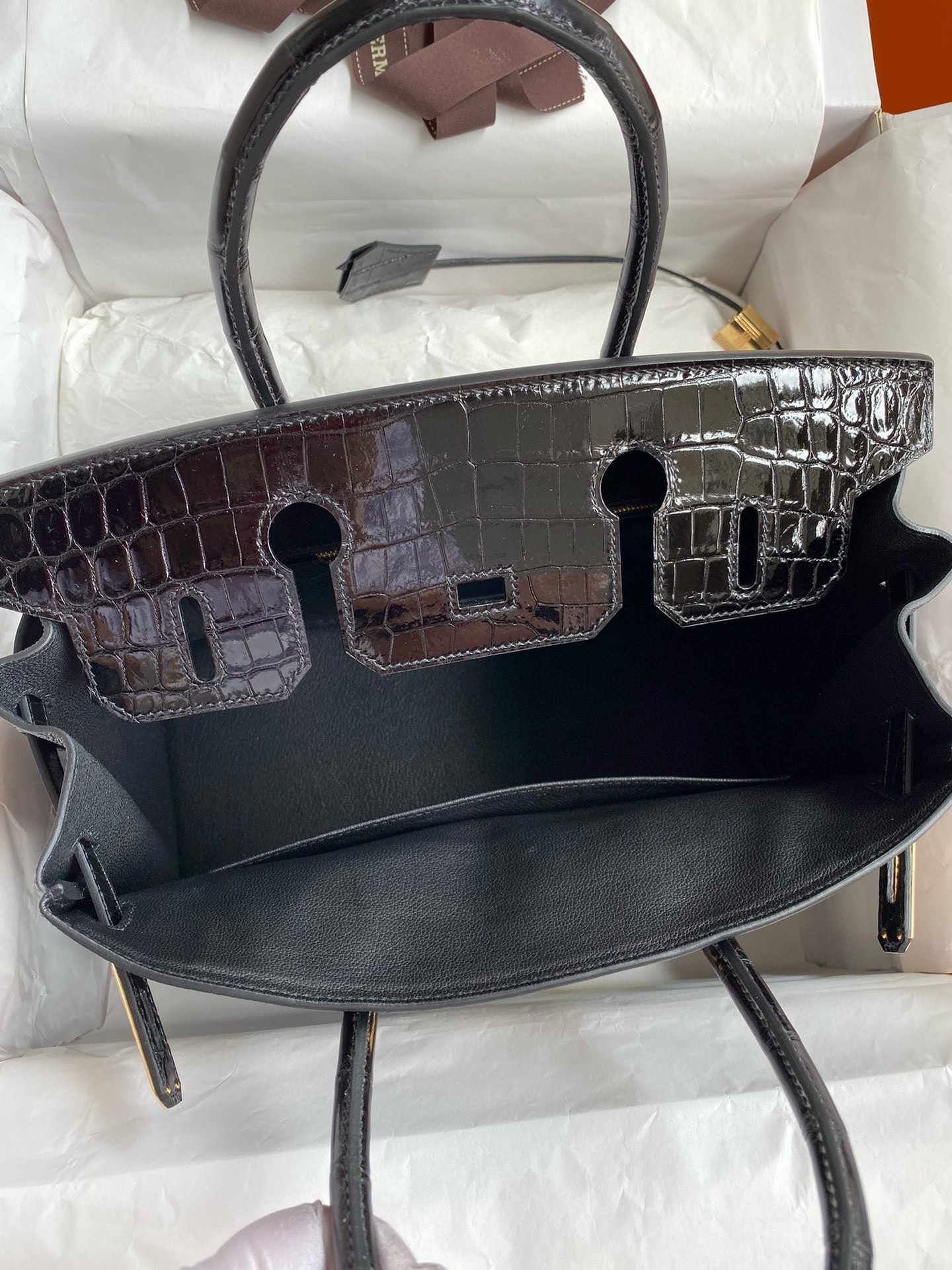 Replica Hermes Touch Birkin 30 Bag In Black Clemence and Shiny ...