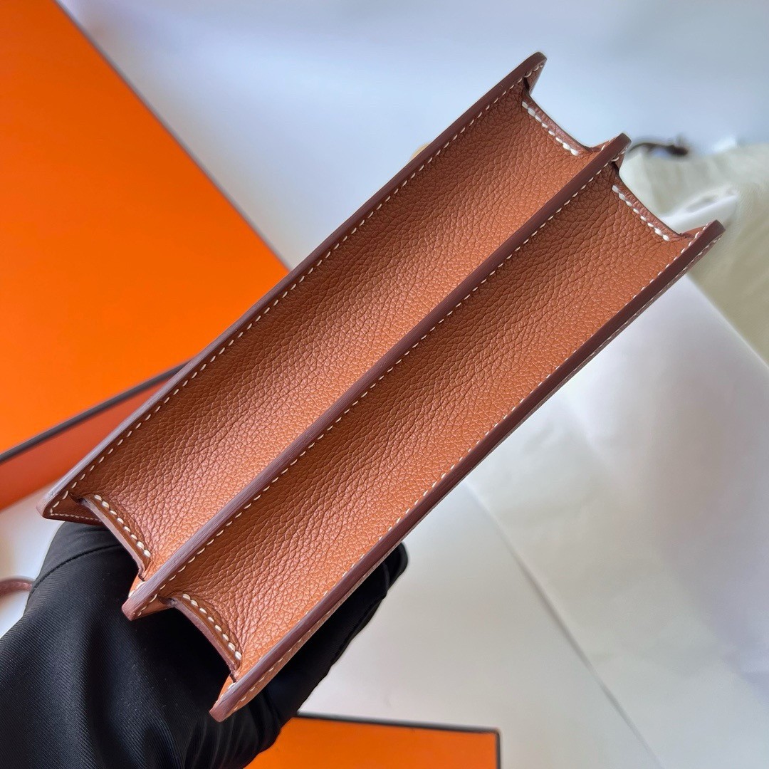 Replica Hermes Roulis Mini 18 Bag in Gold Evercolor Calfskin