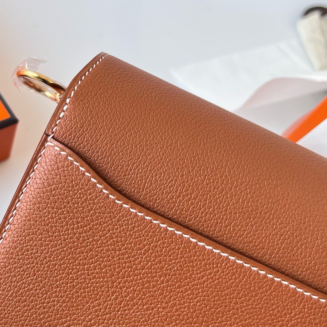 Replica Hermes Roulis Mini 18 Bag in Gold Evercolor Calfskin