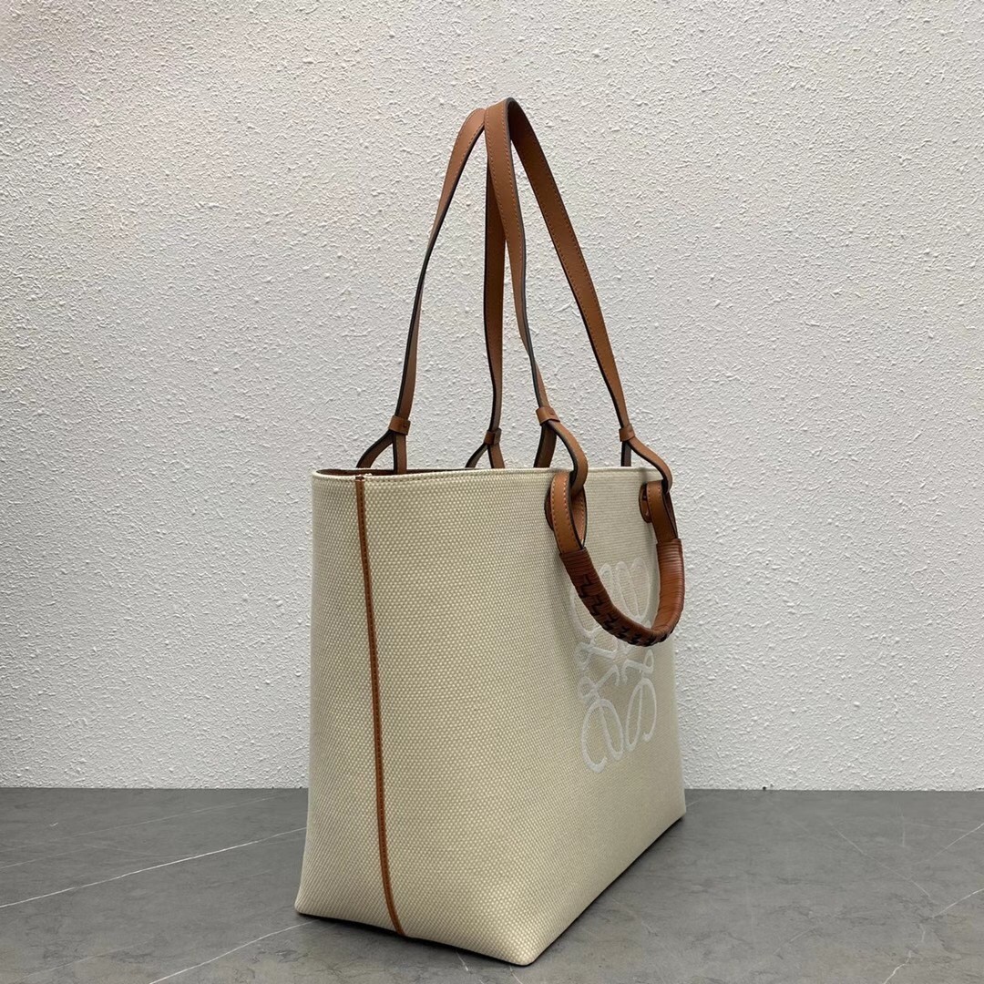 Replica Loewe Anagram Medium Tote Bag In Jacquard and Calfskin